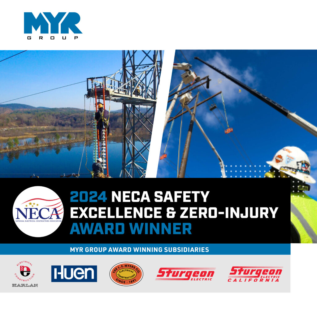 MYR Group Subsidiaries Recognized for NECA 2024 Safety Excellence and ...